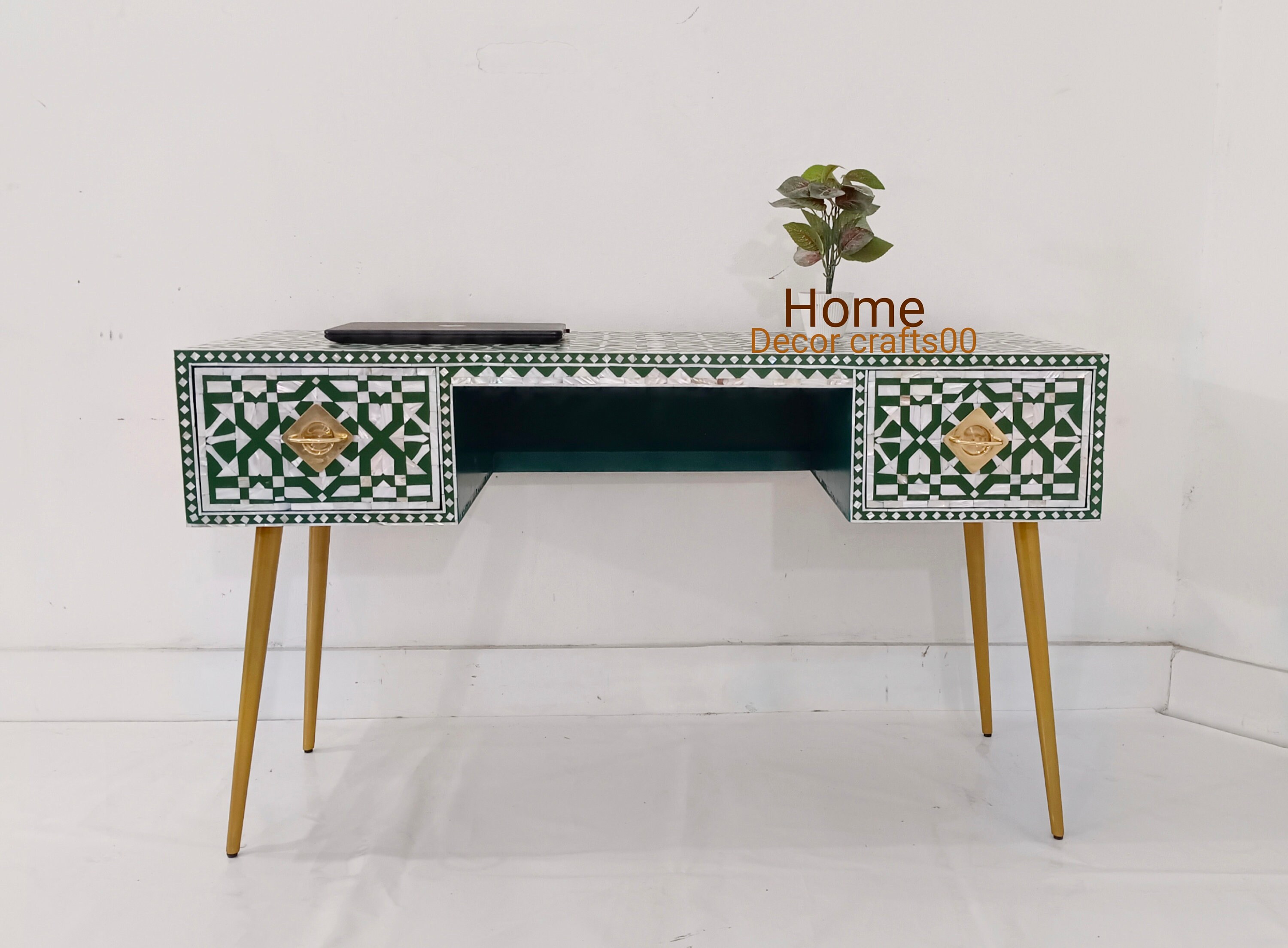 New Handmade Mother of Pearl Inlay Work Desk, Mop Inlay Laptop Table ...