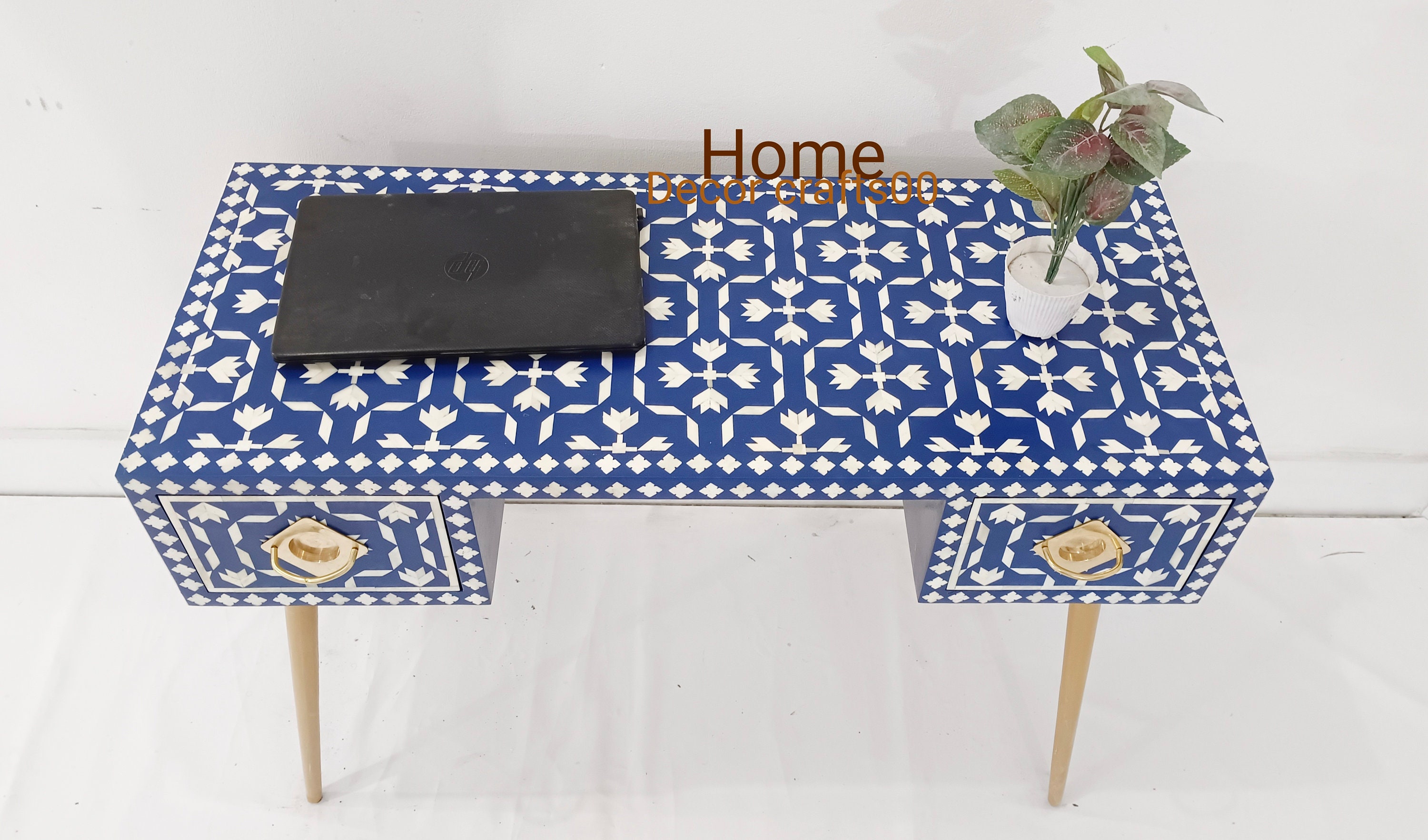 Handmade Bone Inlay Work Desk, Bone Inlay Laptop Table, Bone Inlay ...