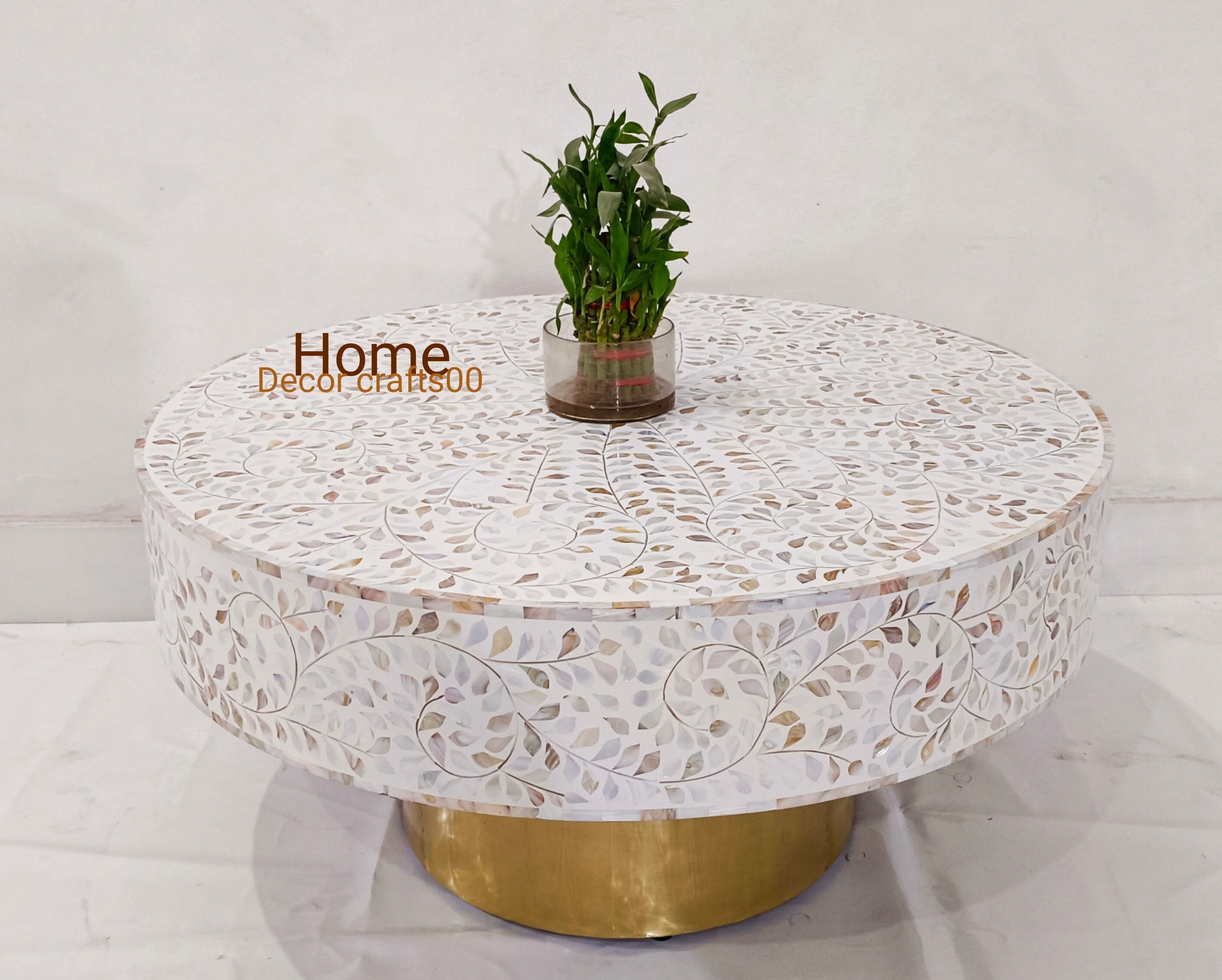 Handmade Mother of Pearl Inlay Floral Design Coffee , Mother of Pearl ...