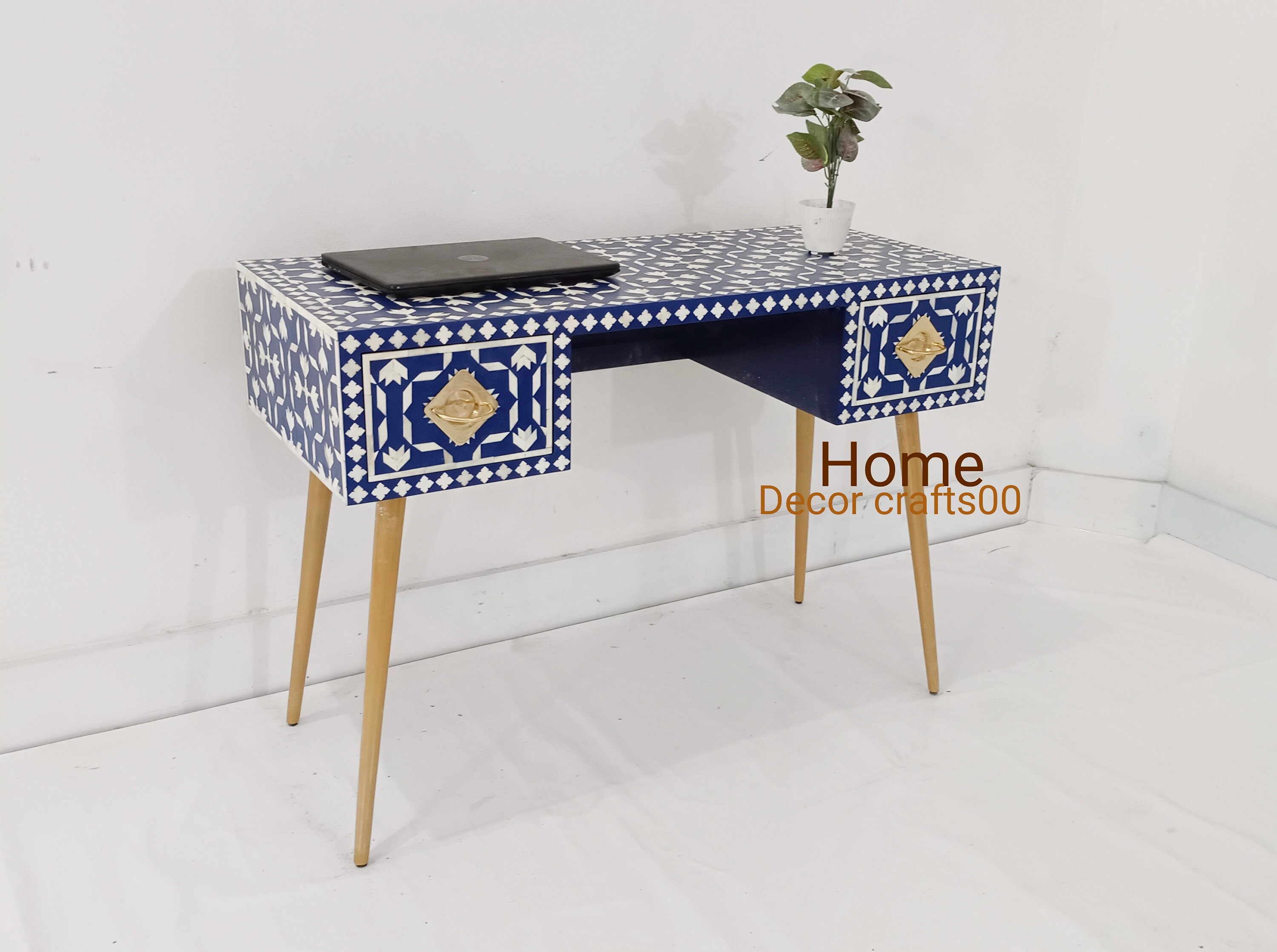 Handmade Bone Inlay Work Desk, Bone Inlay Laptop Table, Bone Inlay ...