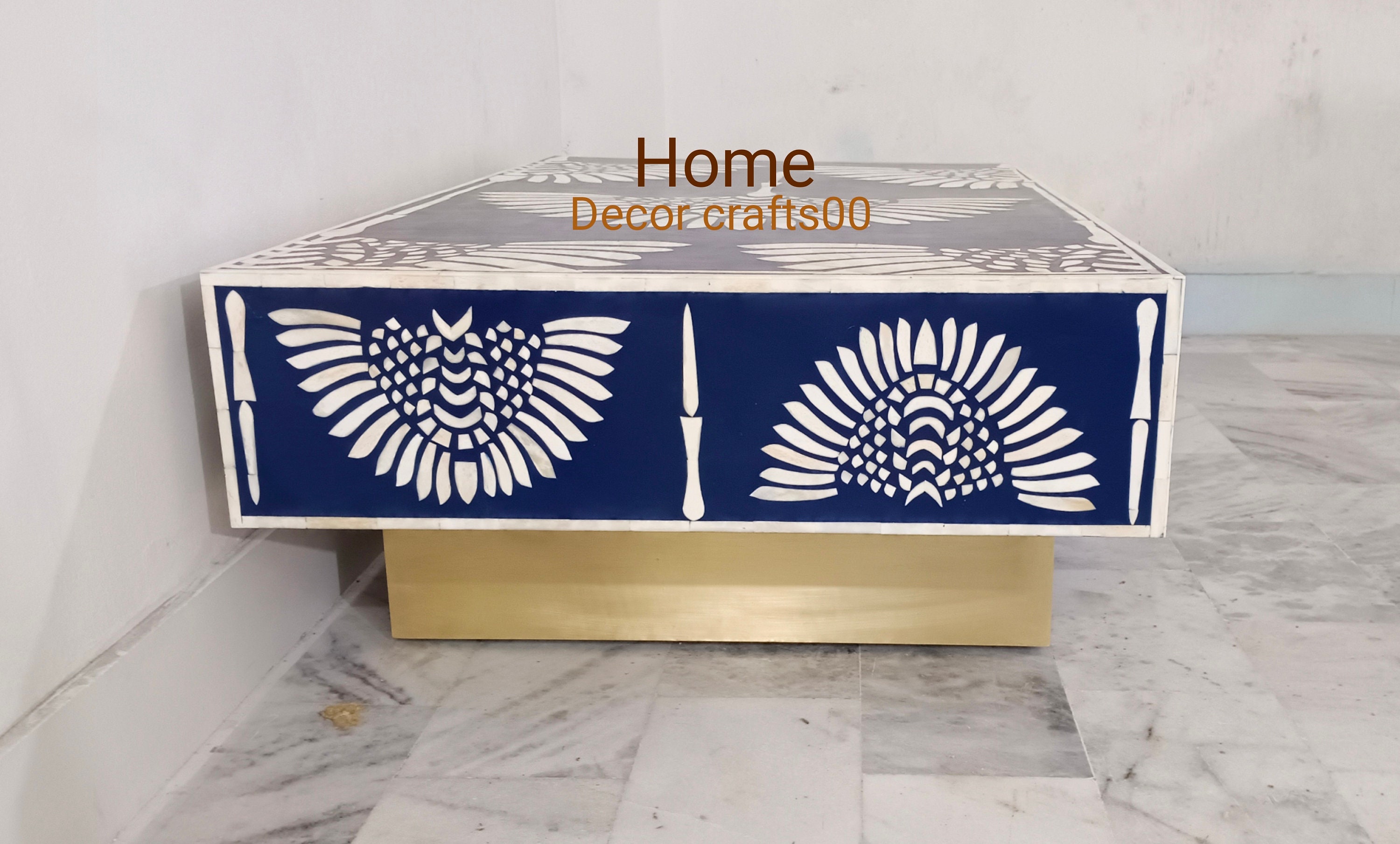 New Indian Handmade Bone Inlay Rectangular Coffee Table , Bone Inlay ...