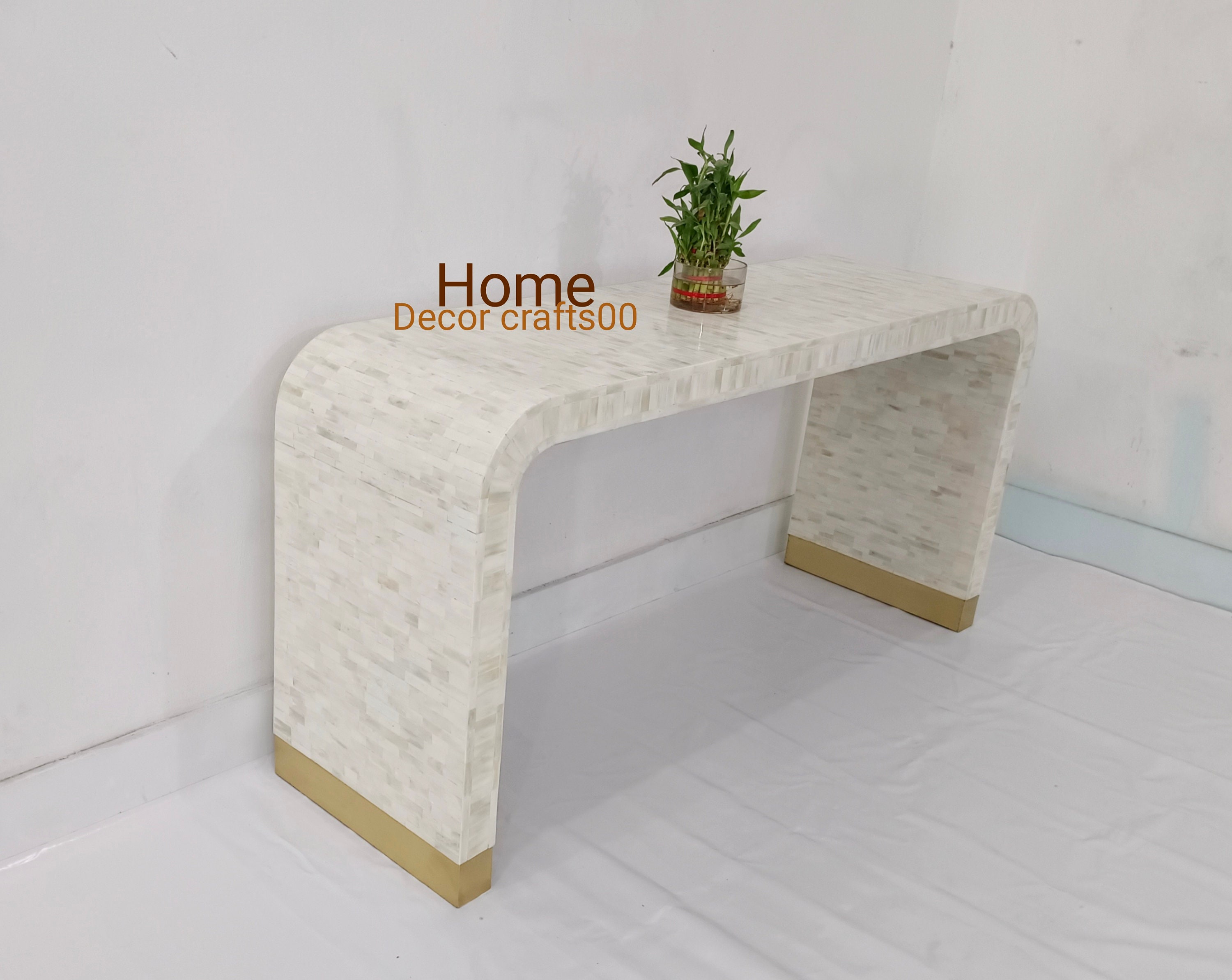 Bone Inlay Morrocan White Bone U Console Table, Bone Inlay Handmade ...