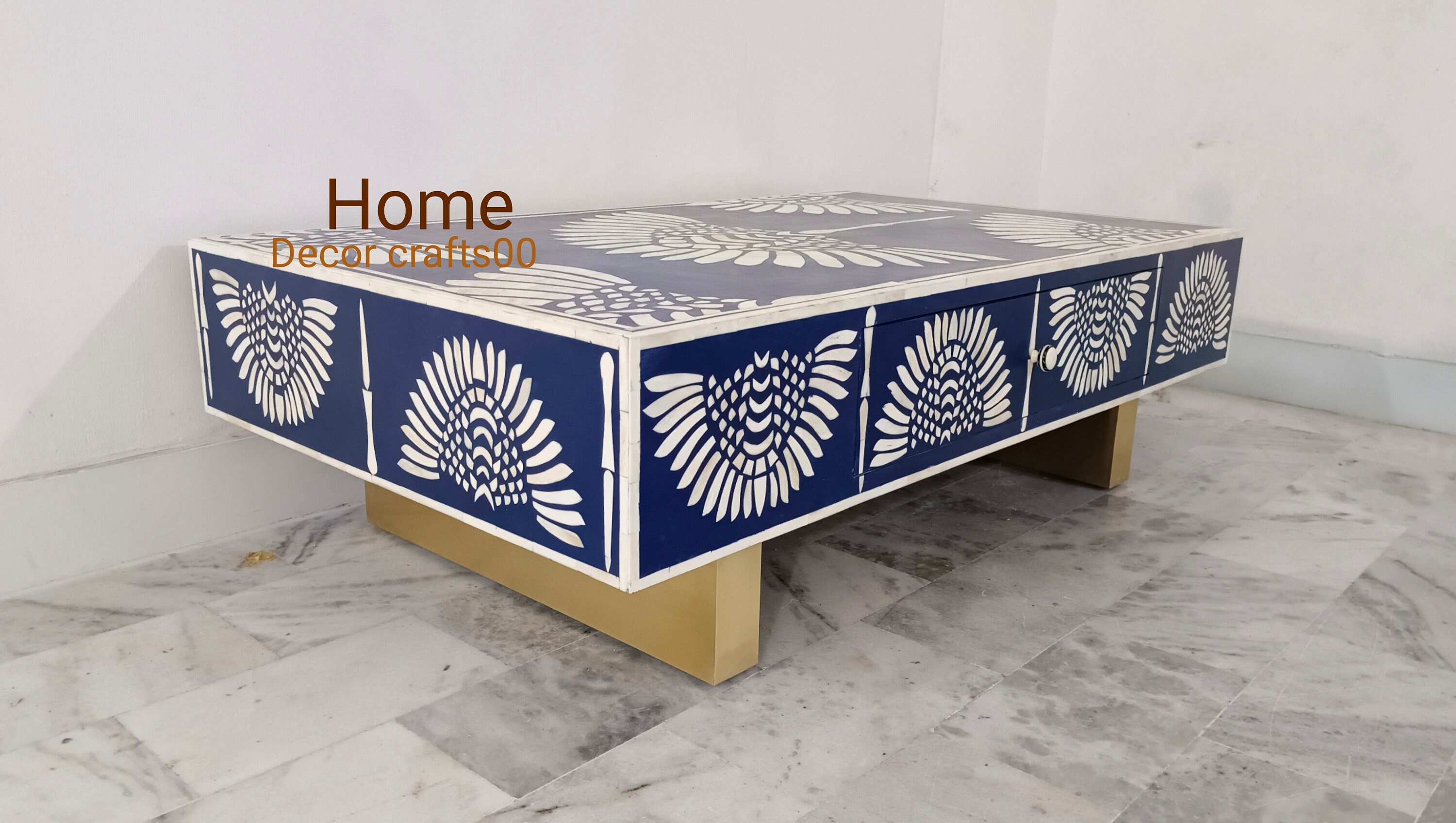 New Indian Handmade Bone Inlay Rectangular Coffee Table , Bone Inlay ...
