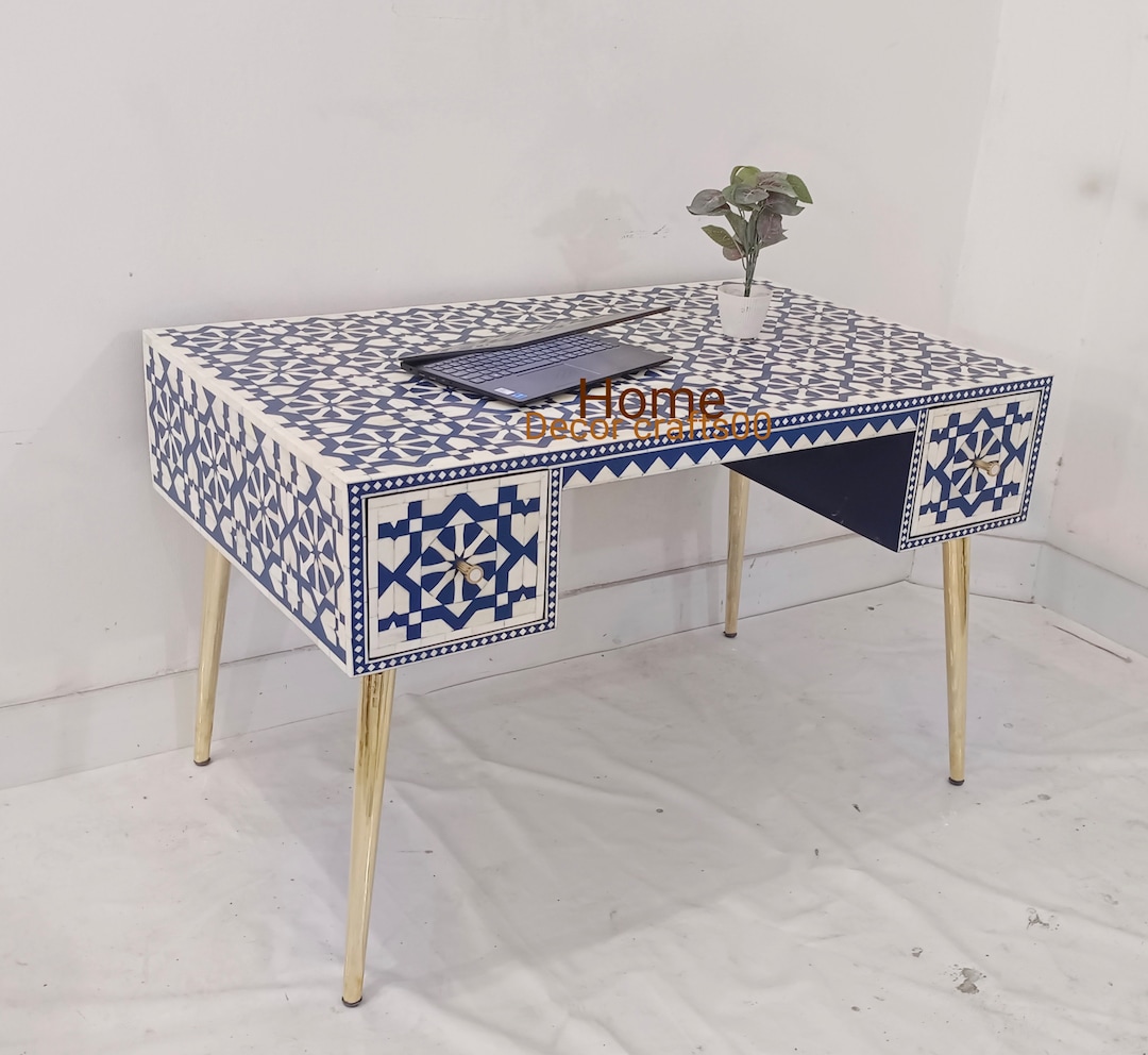 New Handmade Bone Inlay Work Desk, Bone Inlay Laptop Table, Bone Inlay ...