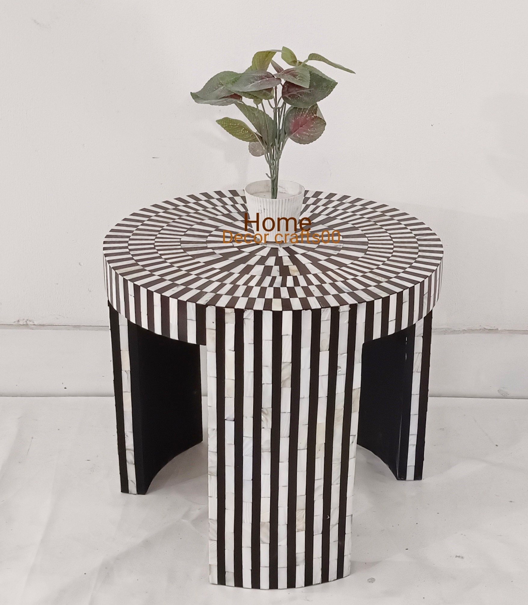 Handmade Mother of Pearl Inlay Side Table, Mop Inlay Side Stool, Mop ...