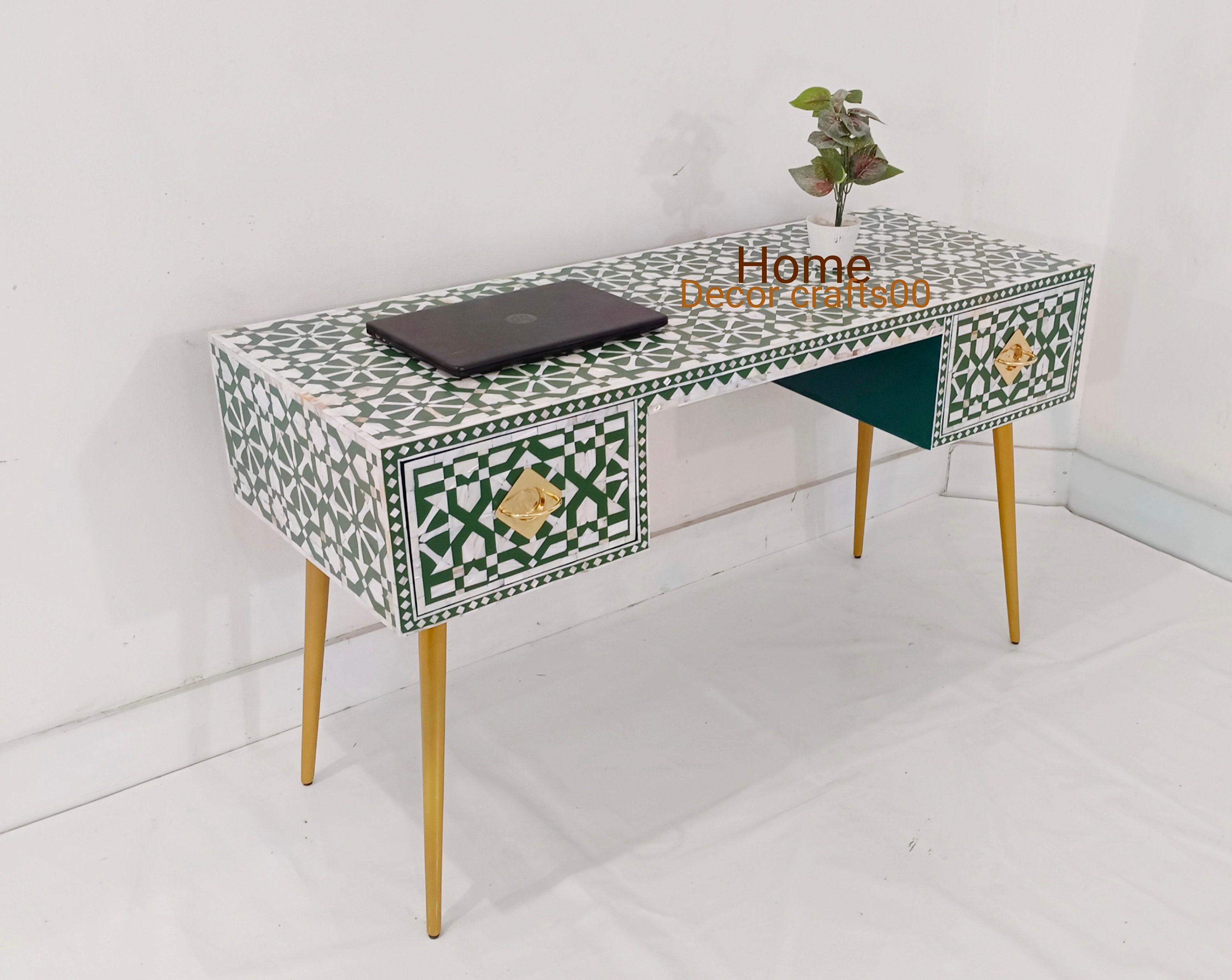 New Handmade Mother of Pearl Inlay Work Desk, Mop Inlay Laptop Table ...