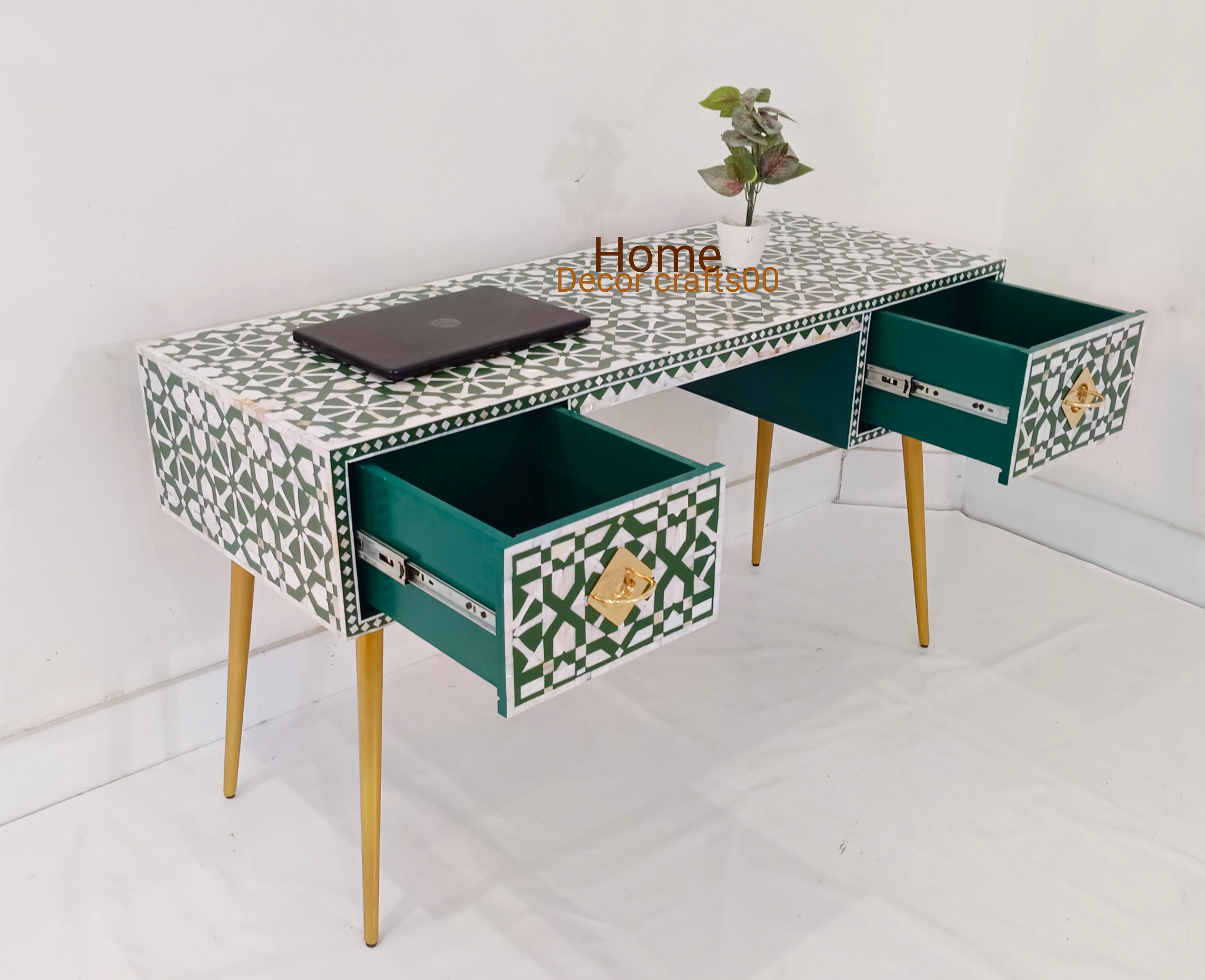 New Handmade Mother of Pearl Inlay Work Desk, Mop Inlay Laptop Table ...