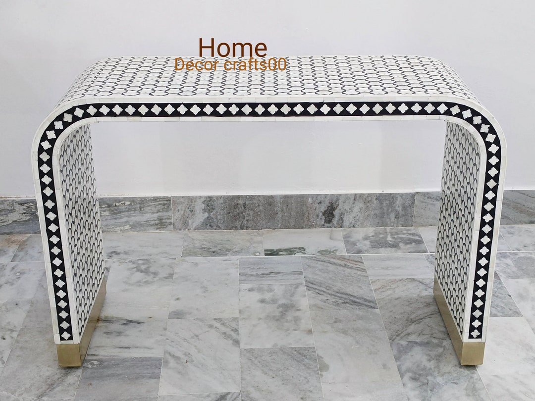 Handmade Bone Inlay Targua Console Table, Bone Inlay U Console Table ...