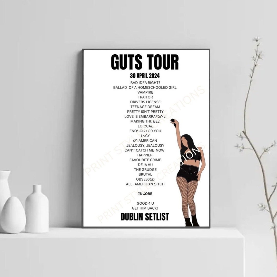 Olivia Rodrigo Guts Tour Setlist Prints - Etsy Australia