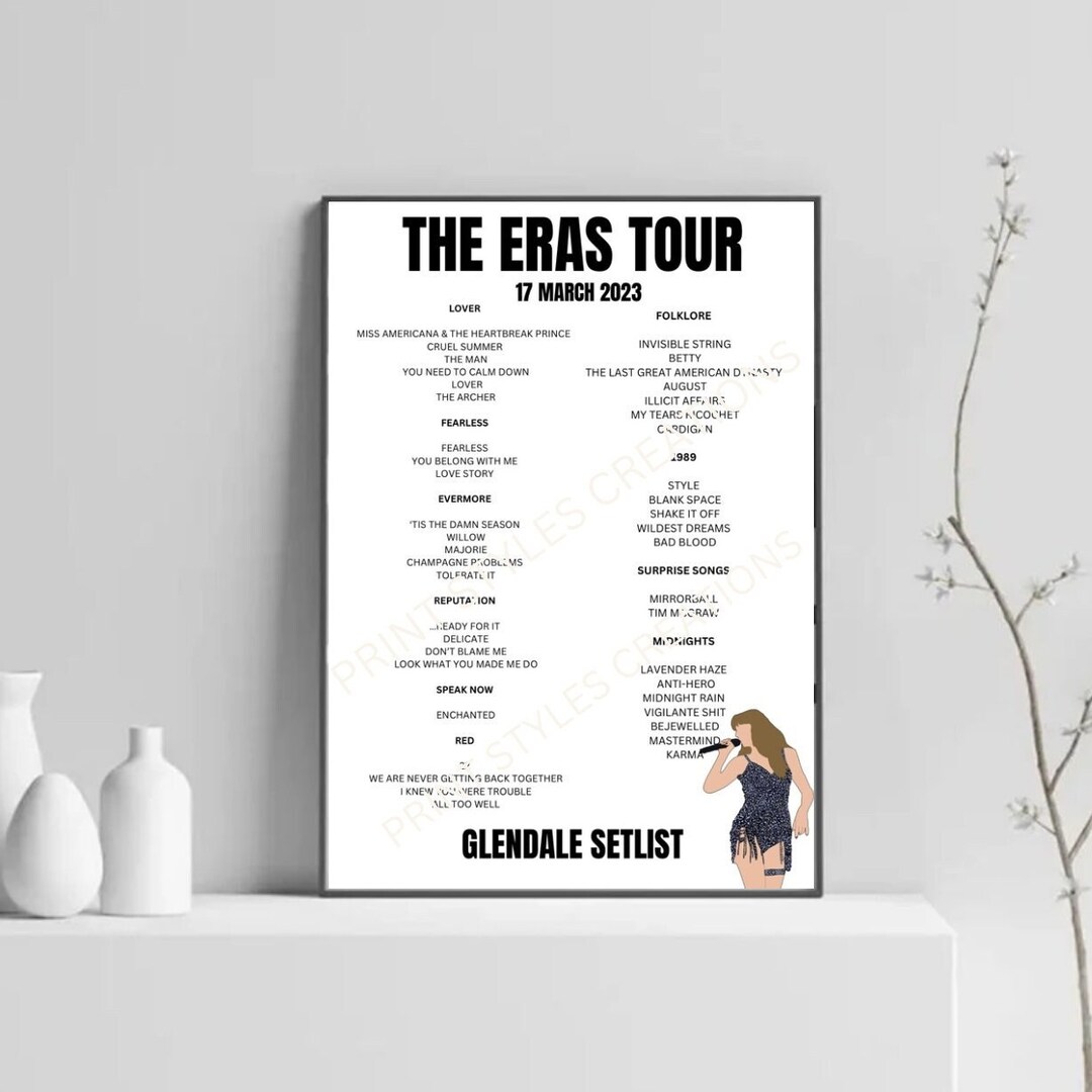 Impressions de la setlist de Taylor Swift The Eras Tour America - Etsy ...