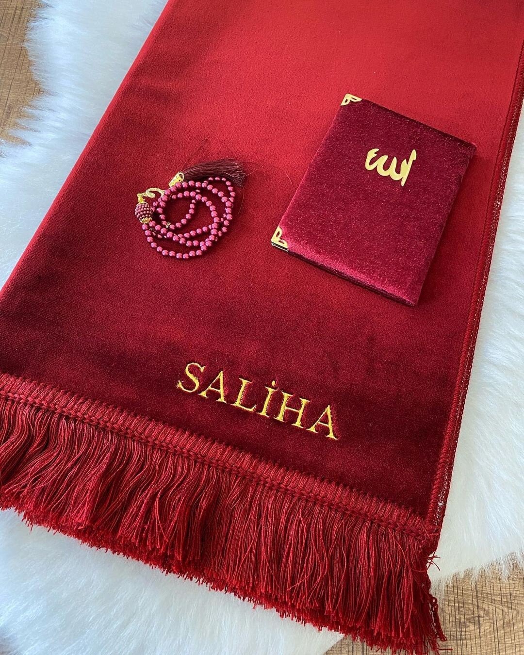 Personalized Muslim Prayer Rug, Prayer Mat Set,sajjada, Islamic Gift ...
