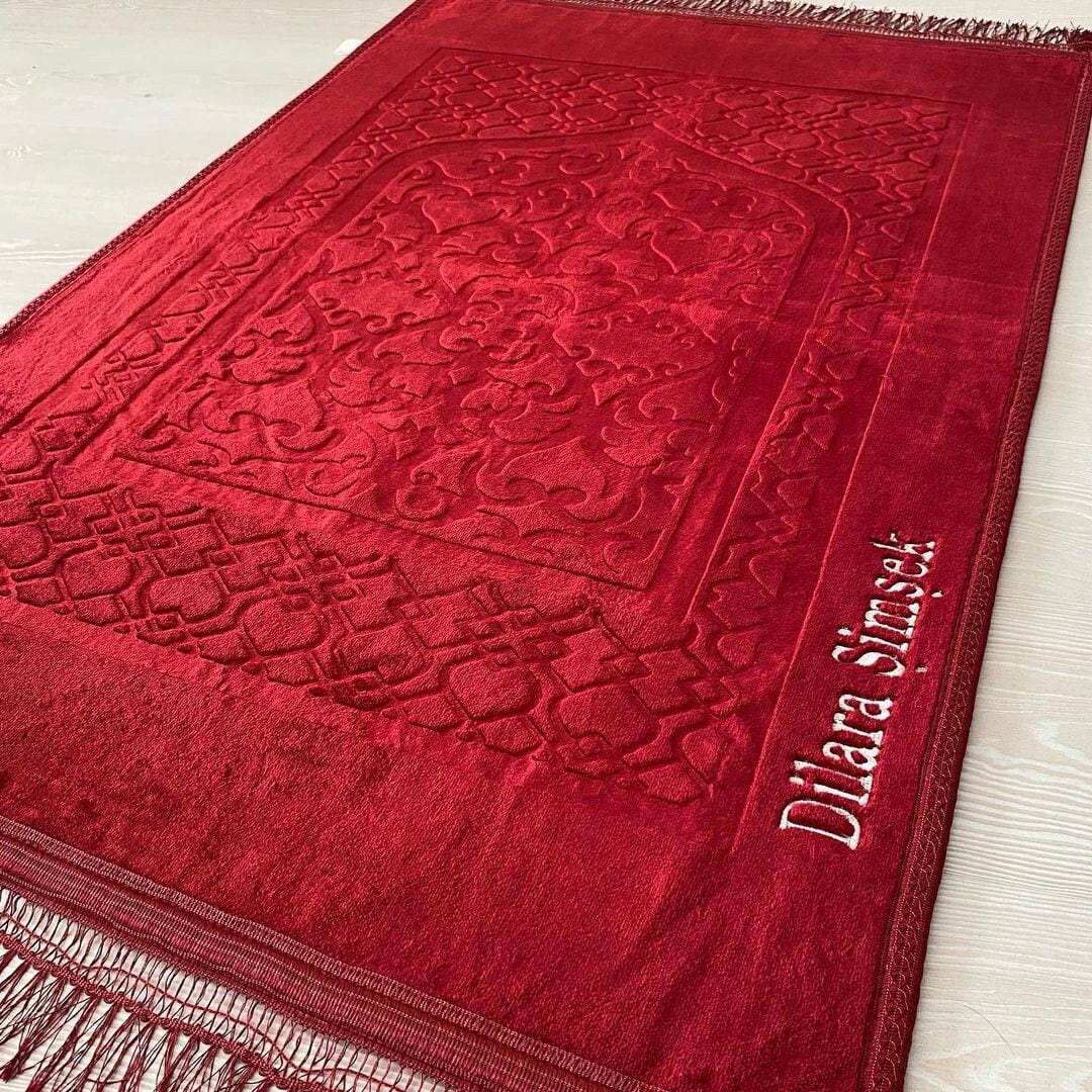 Personalized Plush Lux Prayer Mat, Turkish Prayer Rug, Luxury Prayer ...