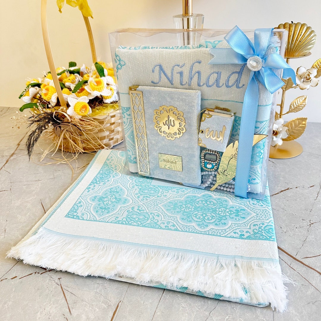 Personalized Prayer Mat Quran Tasbih Gift Set, Prayer Mat Islam ...