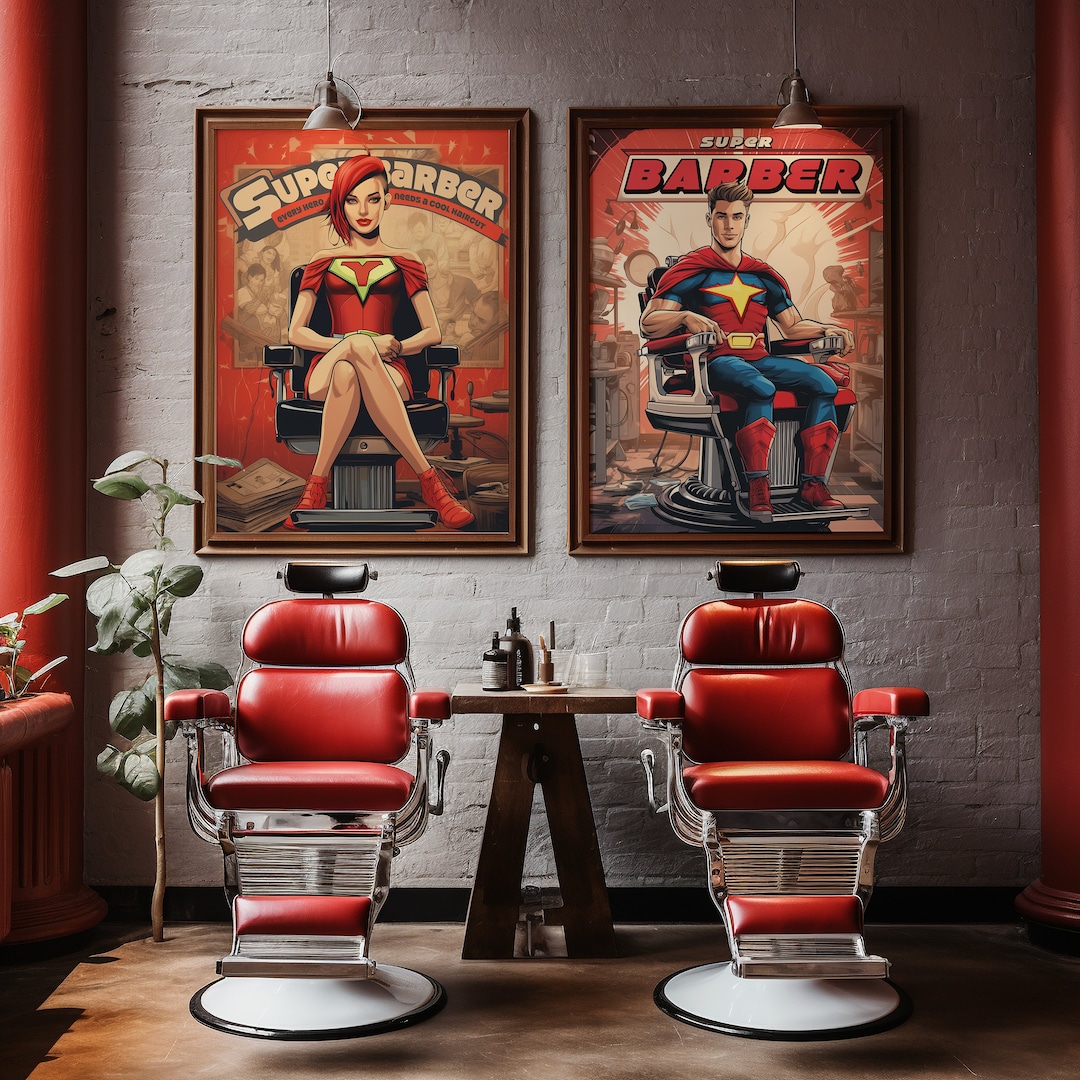Vintage Comic Barber Shop Posters, Super Barber, Comic Style, Wall Art ...