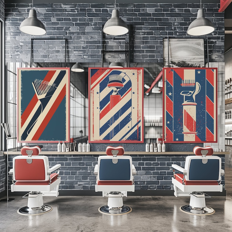 American Barber Shop | Vintage Barbershop Poster | Barbtshop Decor ...