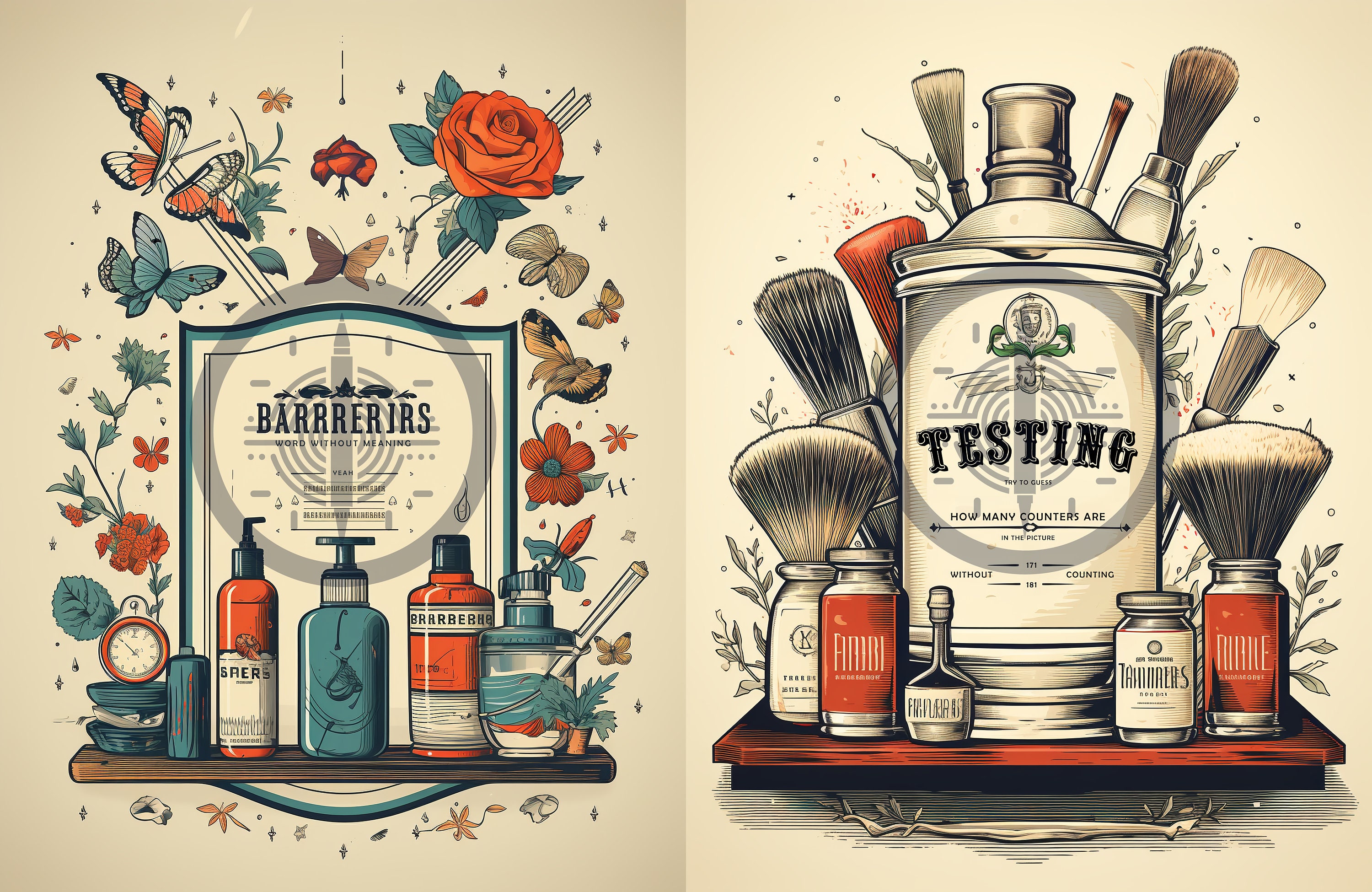 Vintage Barber Shop Posters, Leterpress Style, Wall Art, Barbershop ...