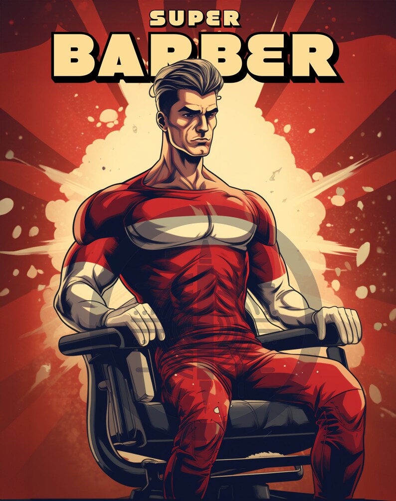 Vintage Comic Barber Shop Posters, Super Barber, Comic Style, Wall Art ...