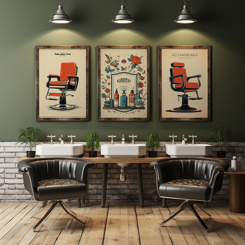Vintage Barber Shop Posters, Leterpress Style, Wall Art, Barbershop ...