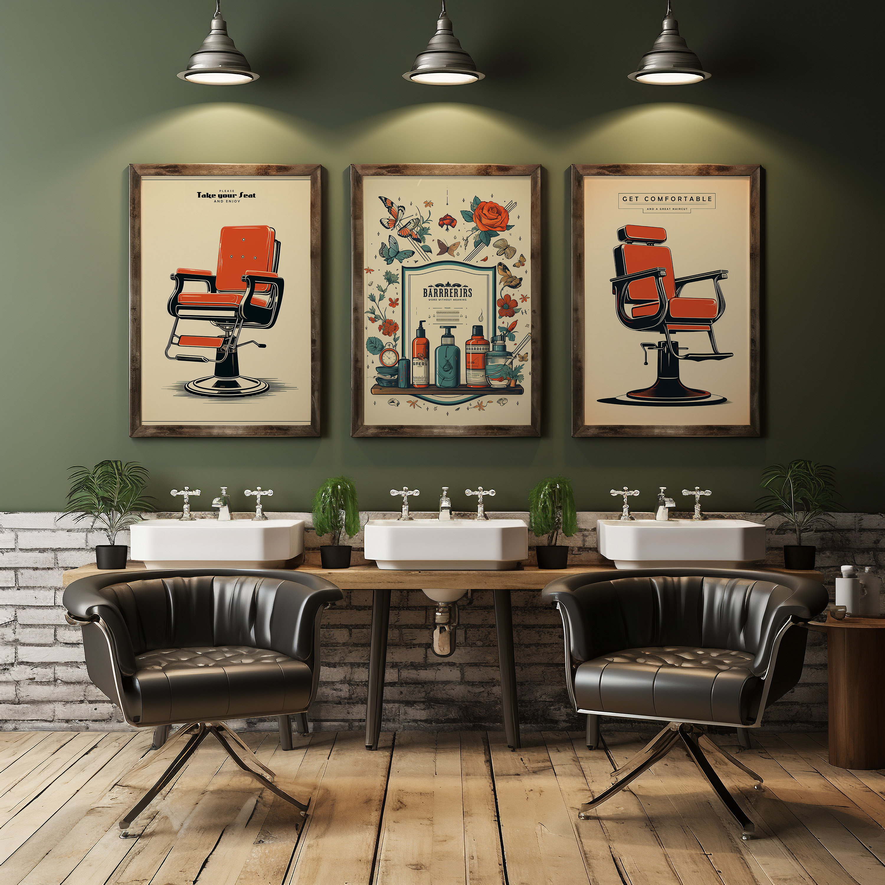 Vintage Barber Shop Posters, Leterpress Style, Wall Art, Barbershop ...