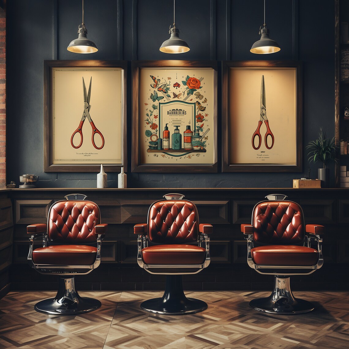 Vintage Barber Shop Posters, Leterpress Style, Wall Art, Barbershop ...