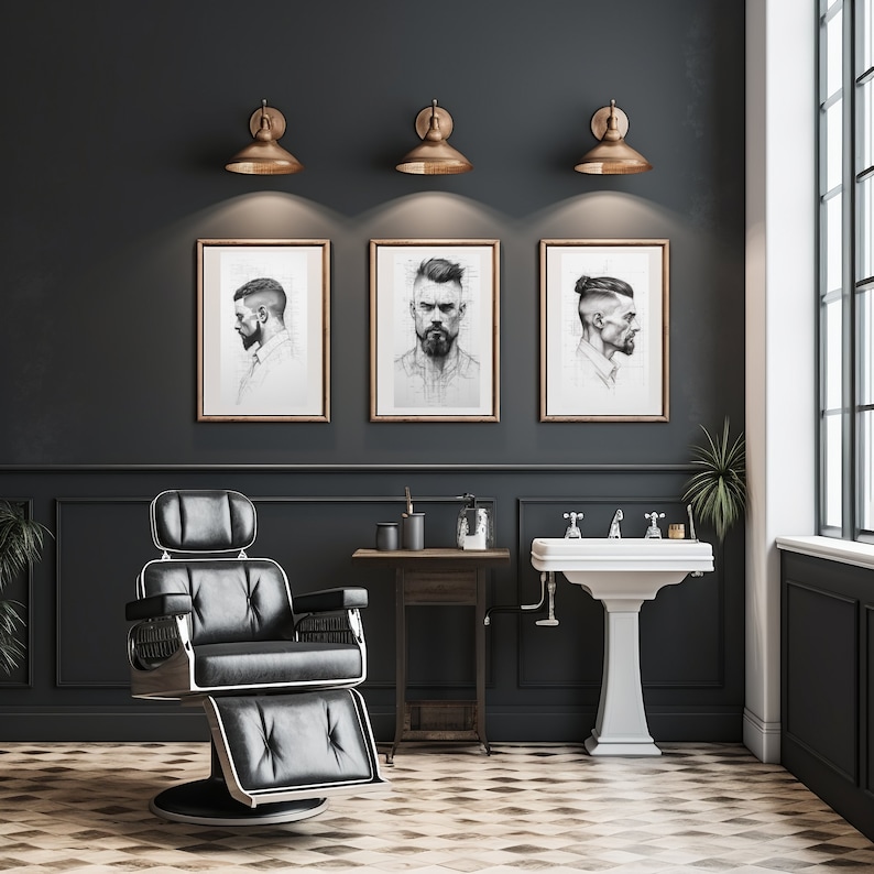 Barber Shop Posters, Men's Hairstyles, Wall Art, Barbershop Decor ...