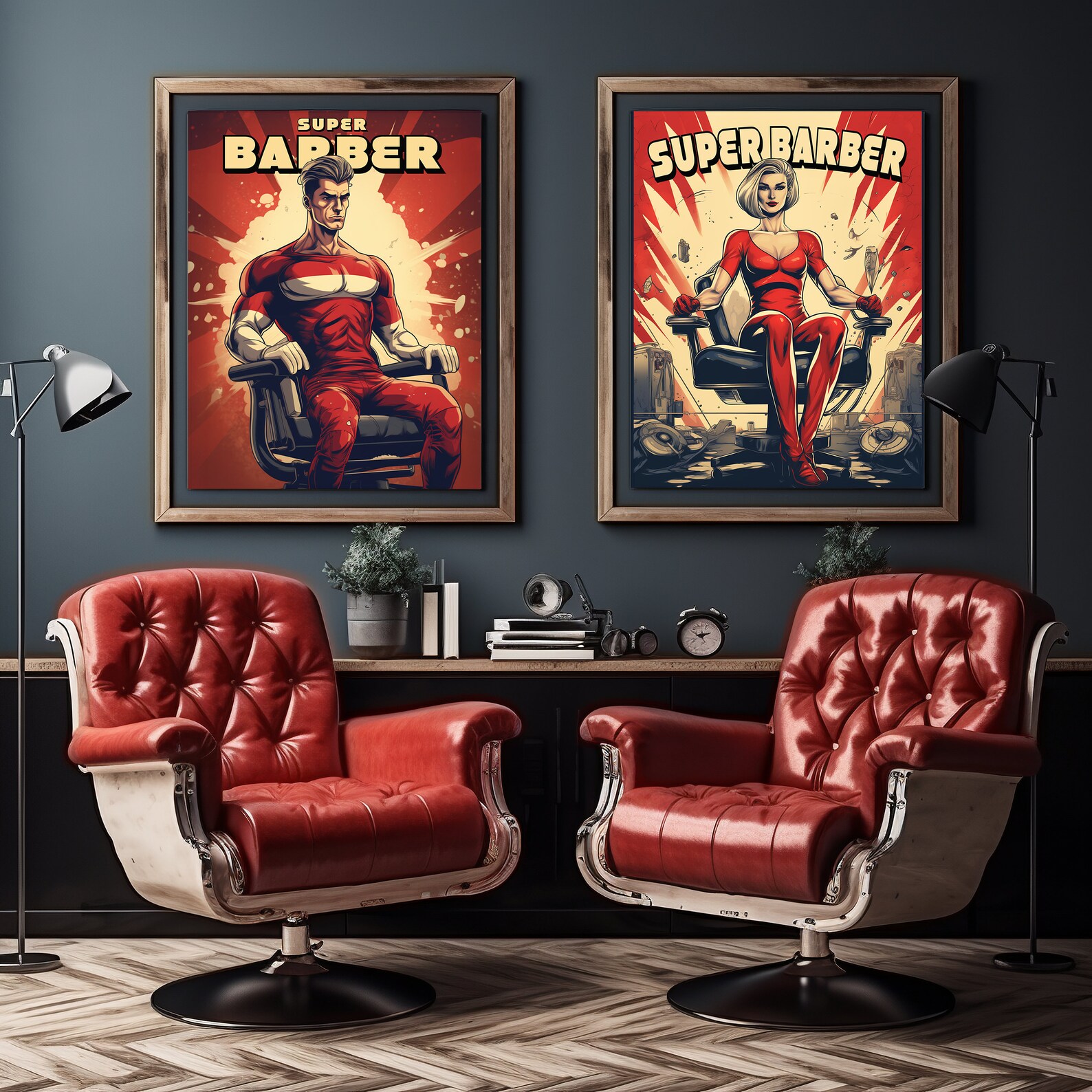 Vintage Comic Barber Shop Posters, Super Barber, Comic Style, Wall Art ...