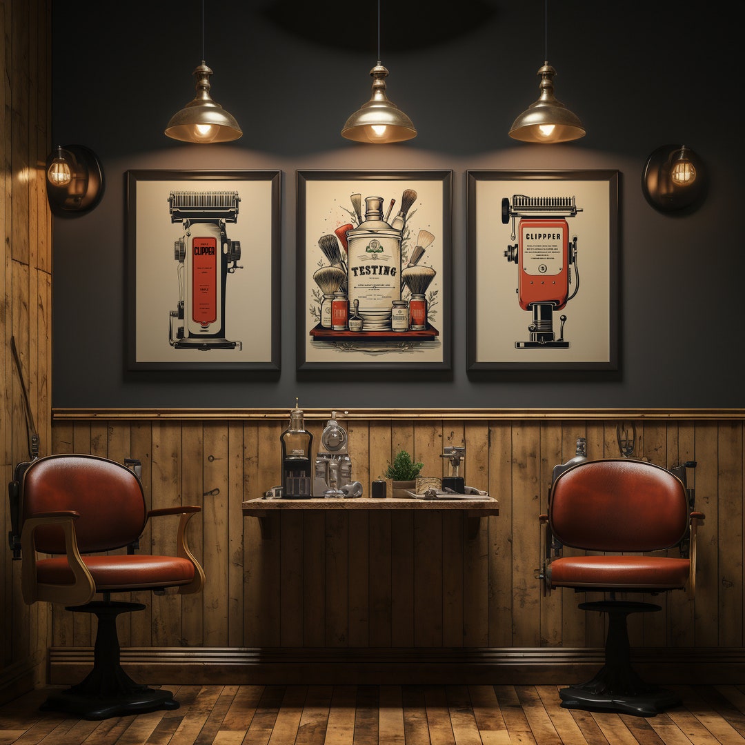 Vintage Barber Shop Posters, Leterpress Style, Wall Art, Barbershop ...