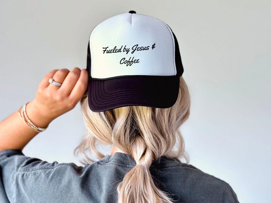 Faith Trucker Hat, Powered by Christ & Coffee, Religious Mesh Cap ...
