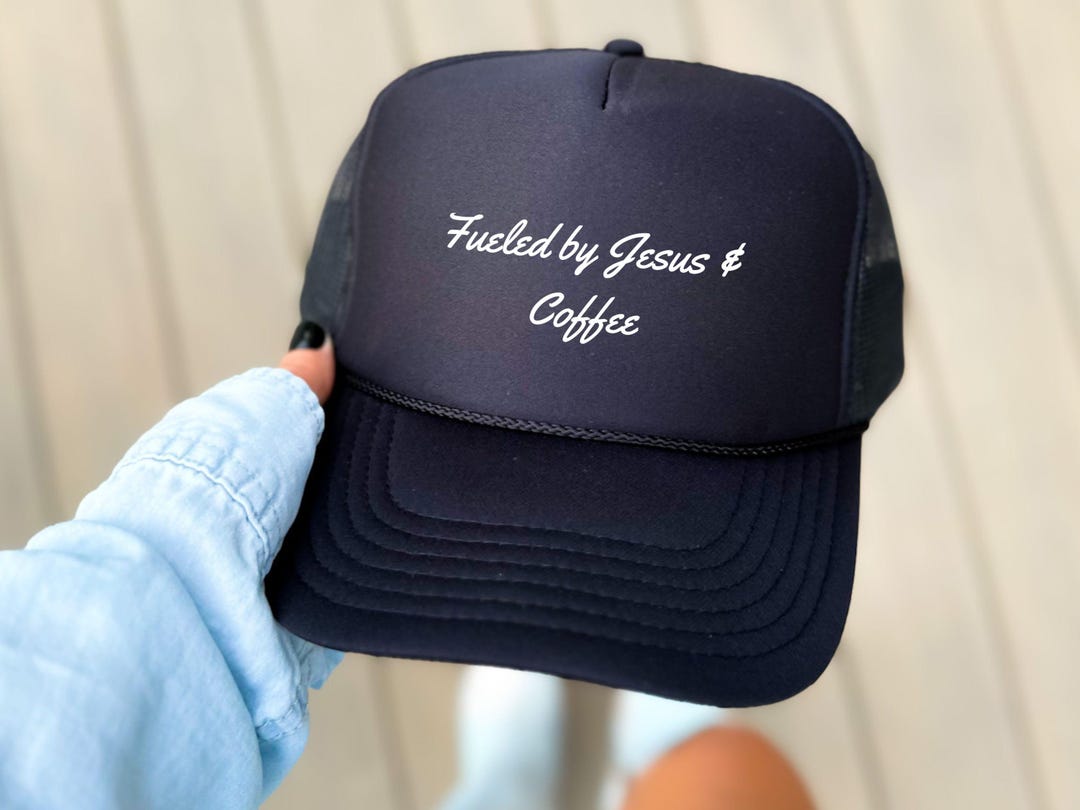 Faith Trucker Hat, Powered by Christ & Coffee, Religious Mesh Cap ...