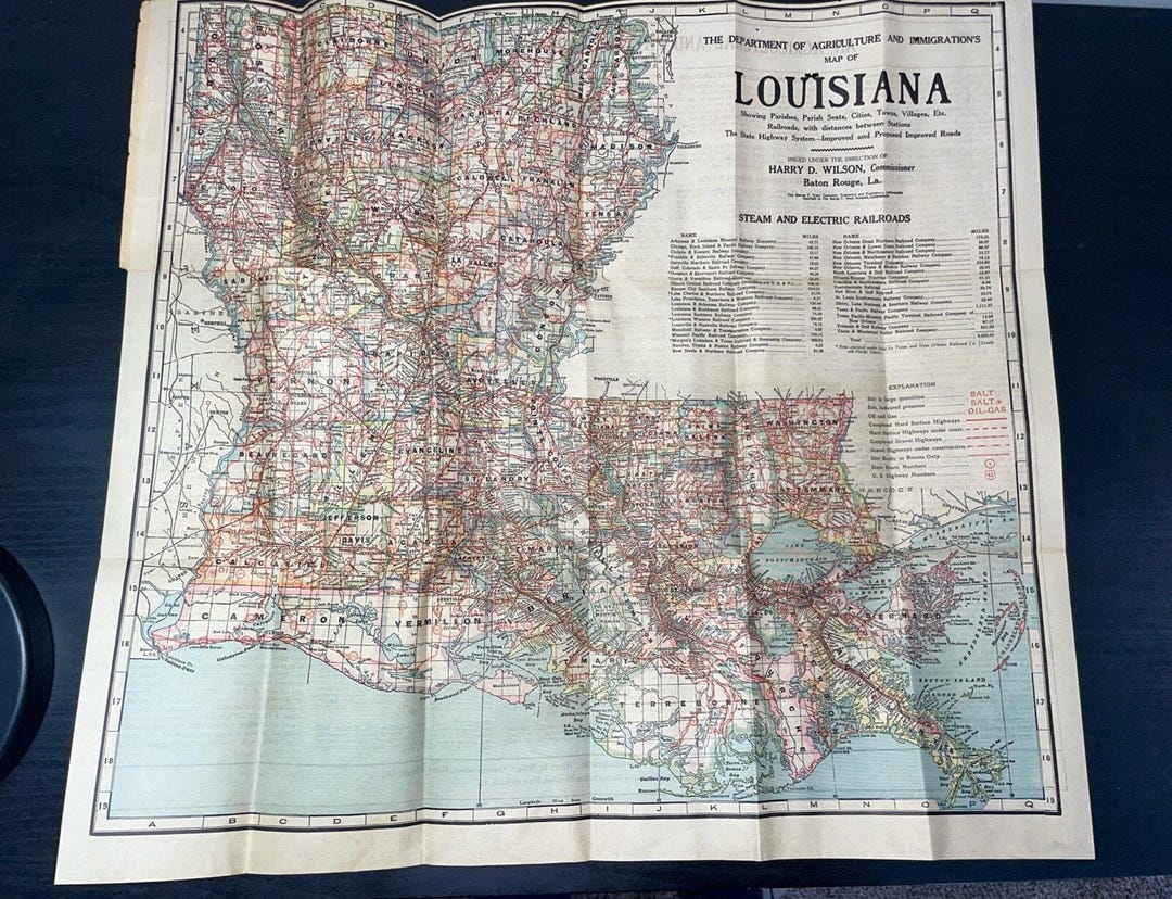 Rare 1929 Pocket Crams Map Guide Louisiana State W/fold Out Map - Etsy