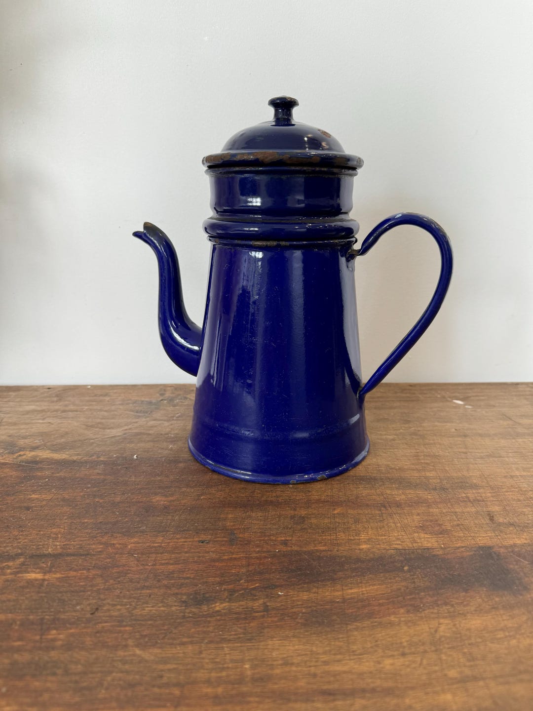 Old Blue Enamel Kettle - Etsy