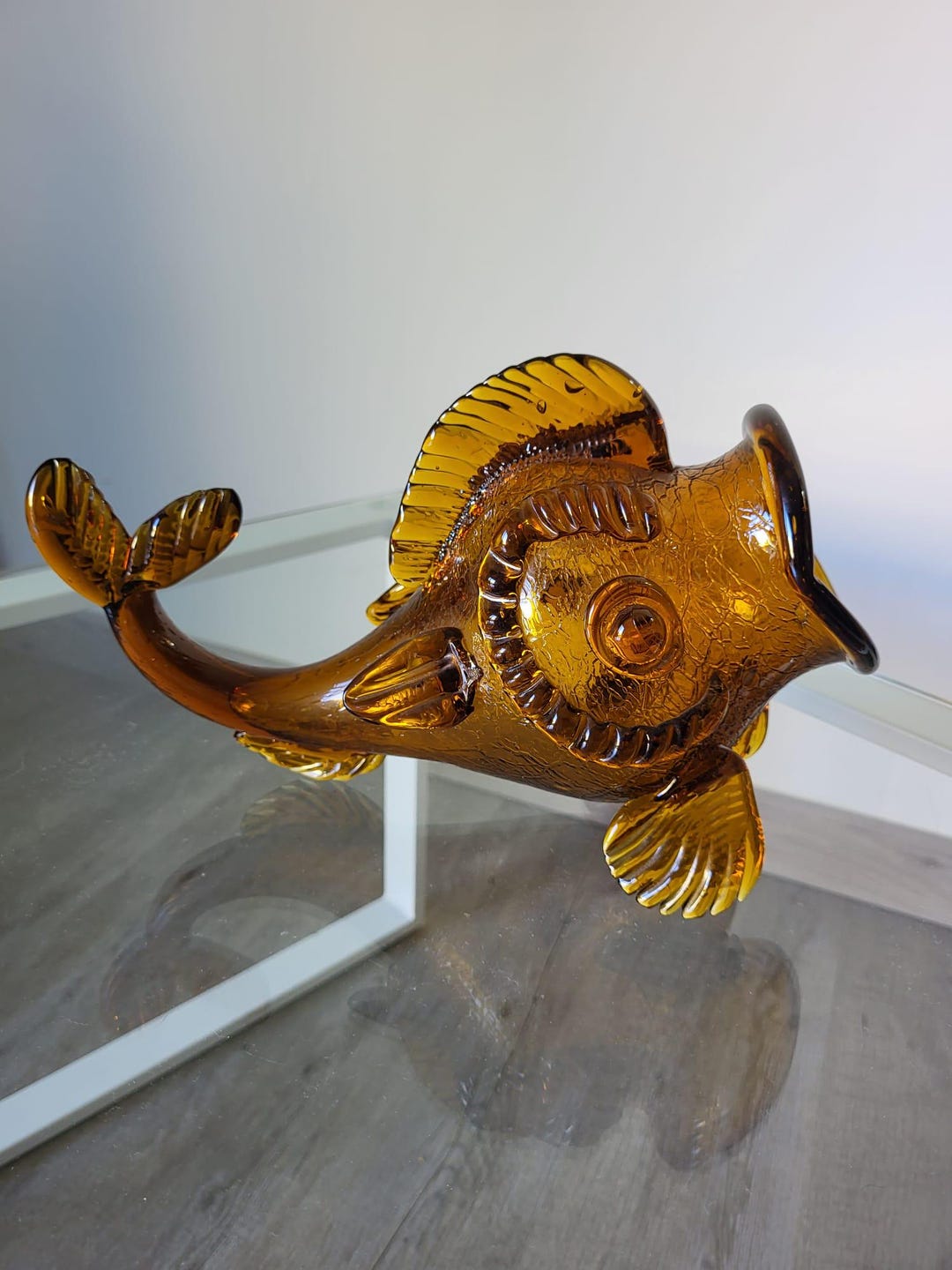 Cracked Amber Glass Fish - Etsy