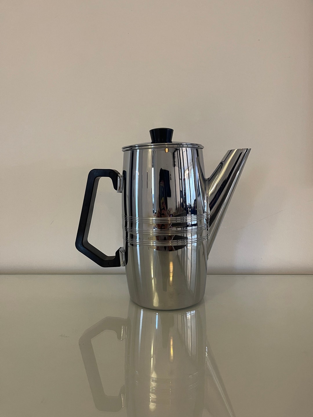 BAUMLIN Vintage Chrome Copper Teapot - Etsy