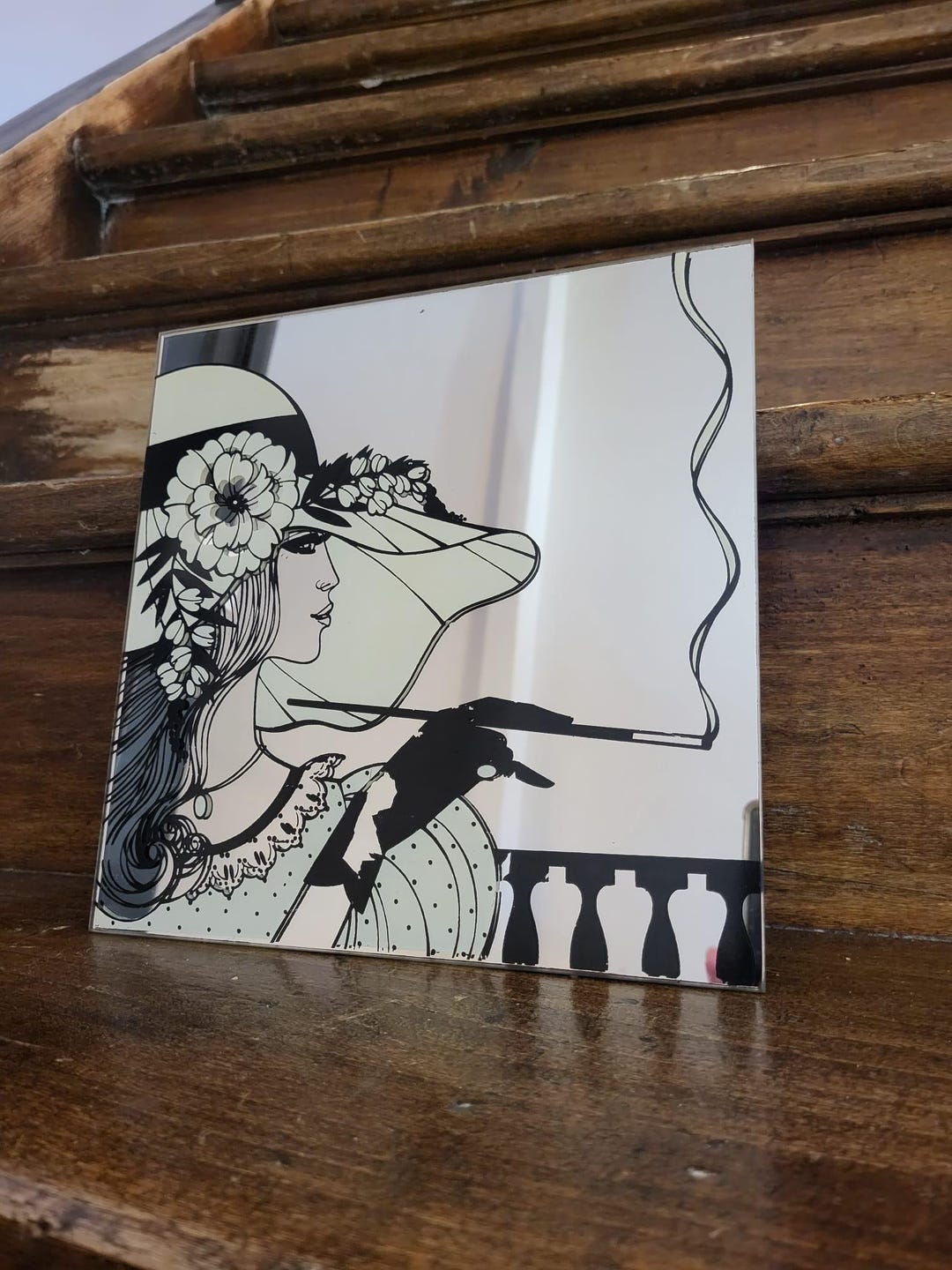 Vintage Screen Printed Mirror - Etsy