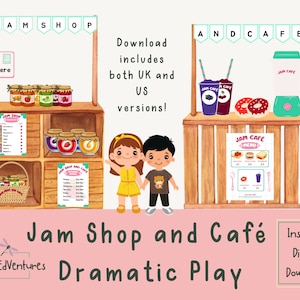 Printable Dramatic Play Jam Shop and Café Kit, Pretend Play, Preschool ...