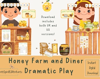 Printable Dramatic Play Jam Shop and Café Kit, Pretend Play, Preschool ...