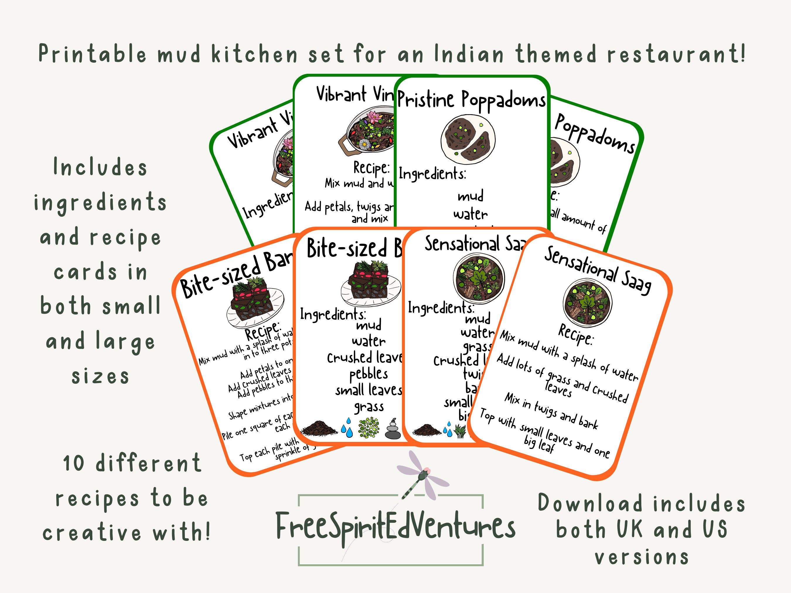 The Indian Mud Kitchen Printable Recipe Play Set - Etsy