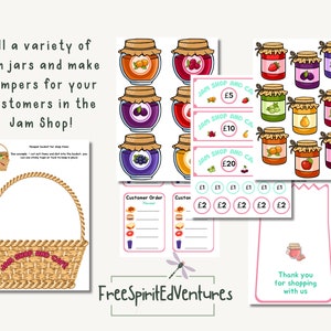 Printable Dramatic Play Jam Shop and Café Kit, Pretend Play, Preschool ...