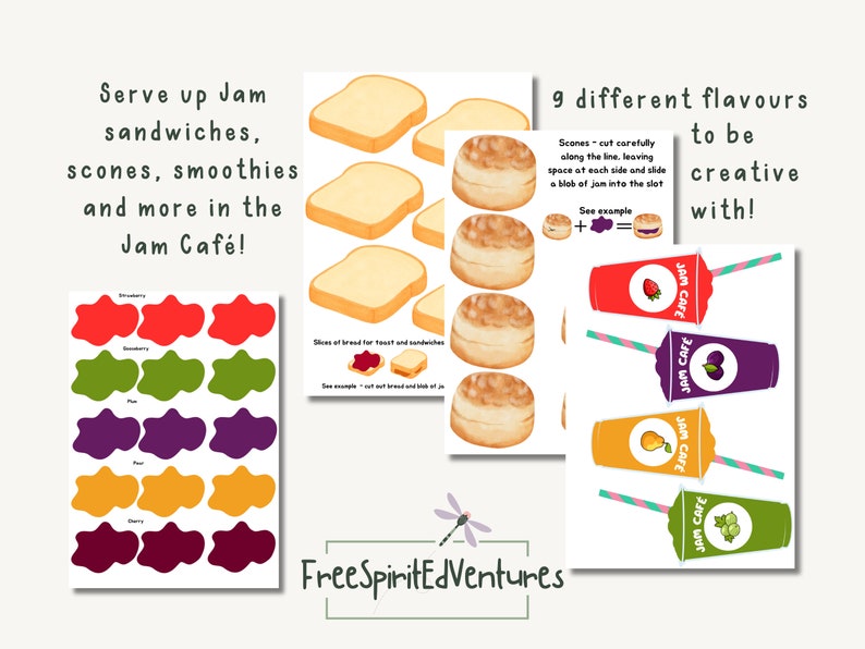 Printable Dramatic Play Jam Shop and Café Kit, Pretend Play, Preschool ...