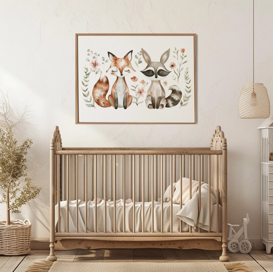 Children Printable Poster Room Decor: Foxy Family Illustration. Nursery ...