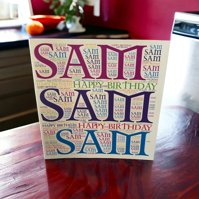 SAM GREETINGS CARD | Word Wrap Rainbow Art Card | Perfect Quirky Card ...