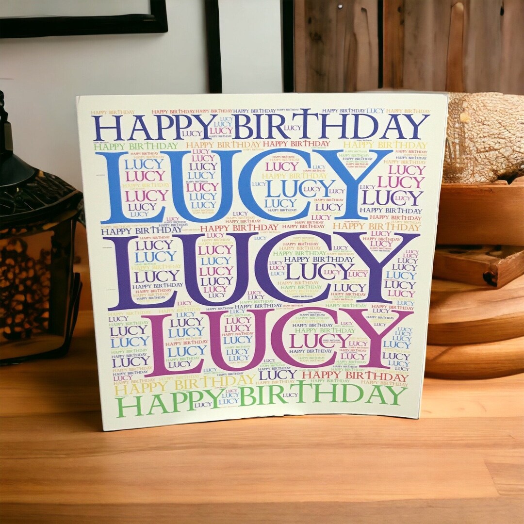 LUCY GREETINGS CARD | Word Wrap Rainbow Art Card | Perfect Quirky Card ...