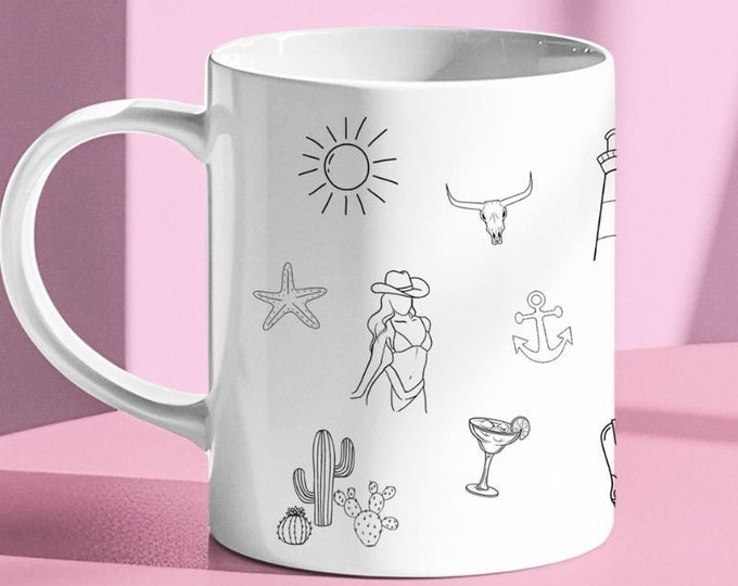 Coastal Cowgirl Toile Coffee Cup Aesthetic Mug Western Bachelorette ...