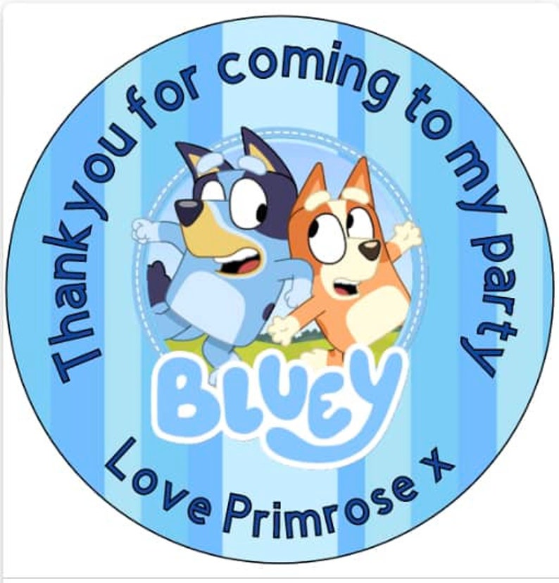 Bluey Personalized Birthday Stickers: Party Decor - Etsy
