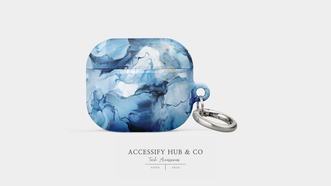 Blue Calacatta Airpods Case Covers for AirPod Pro 1, 2 and Airpods 1, 2 ...