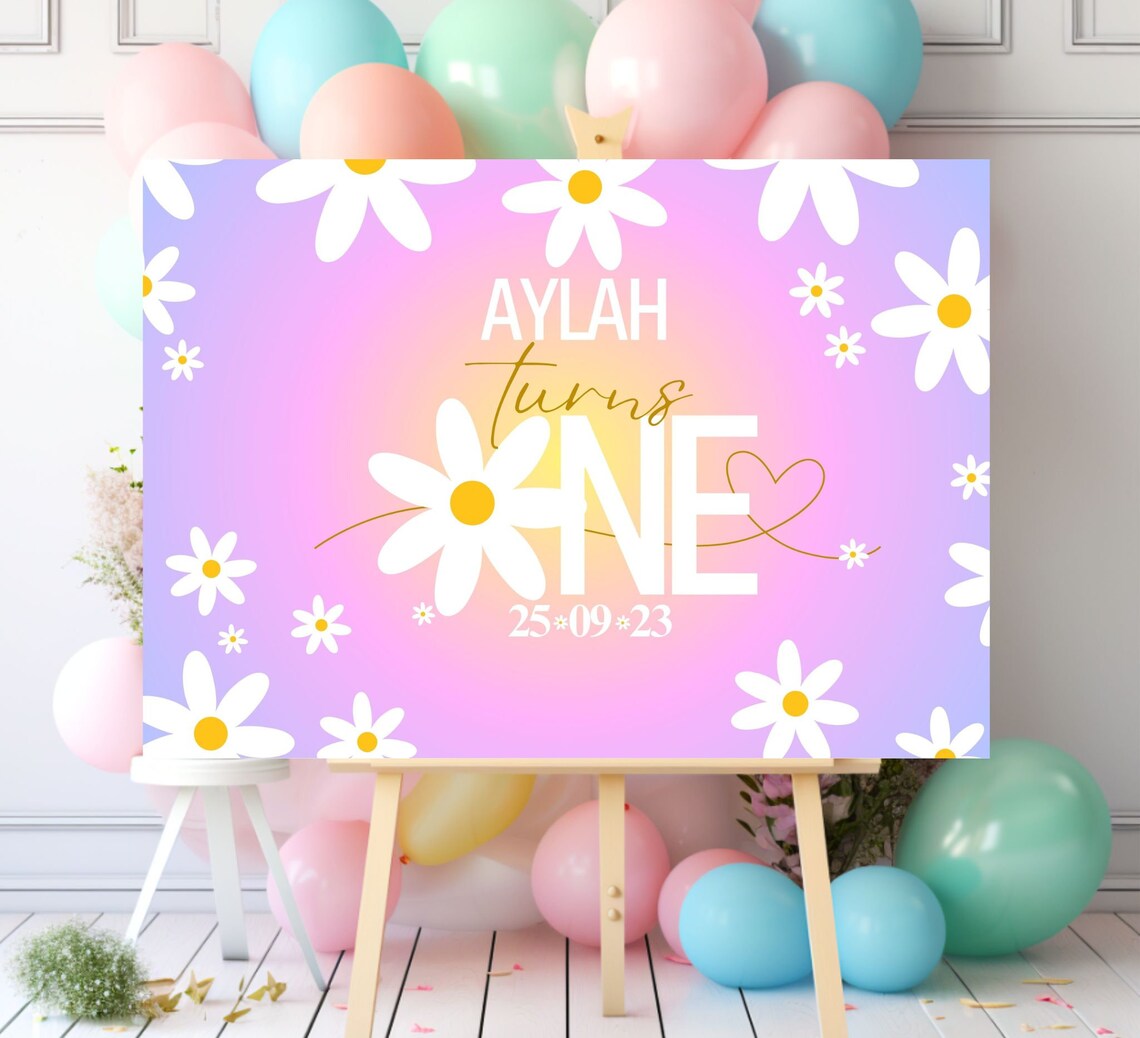 Pastel Birthday Welcome Sign Babies First Birthday Daisy - Etsy