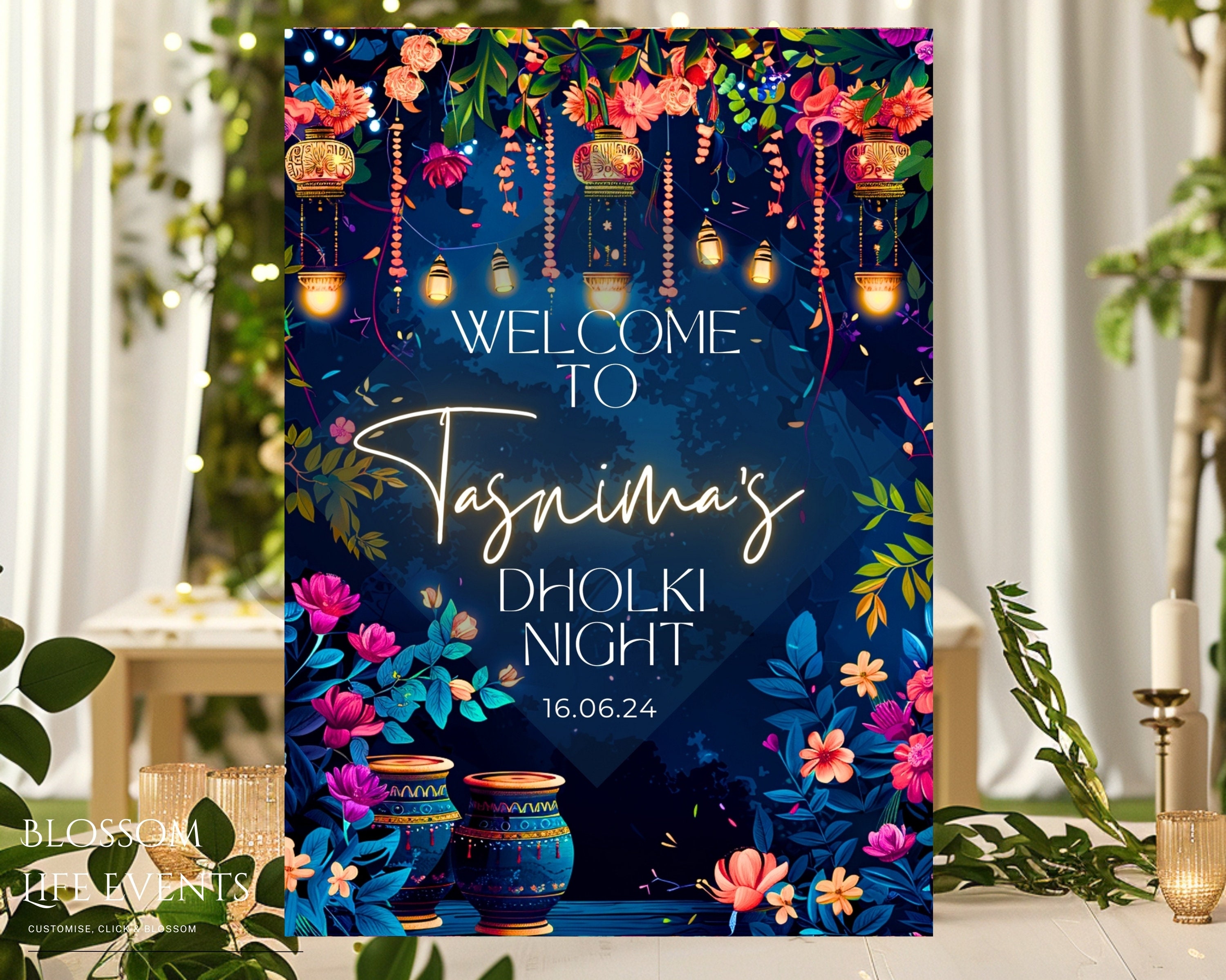 Beautiful Dholki Night Sign Dholki Party Sign for Bride Dholak, Mayoun ...