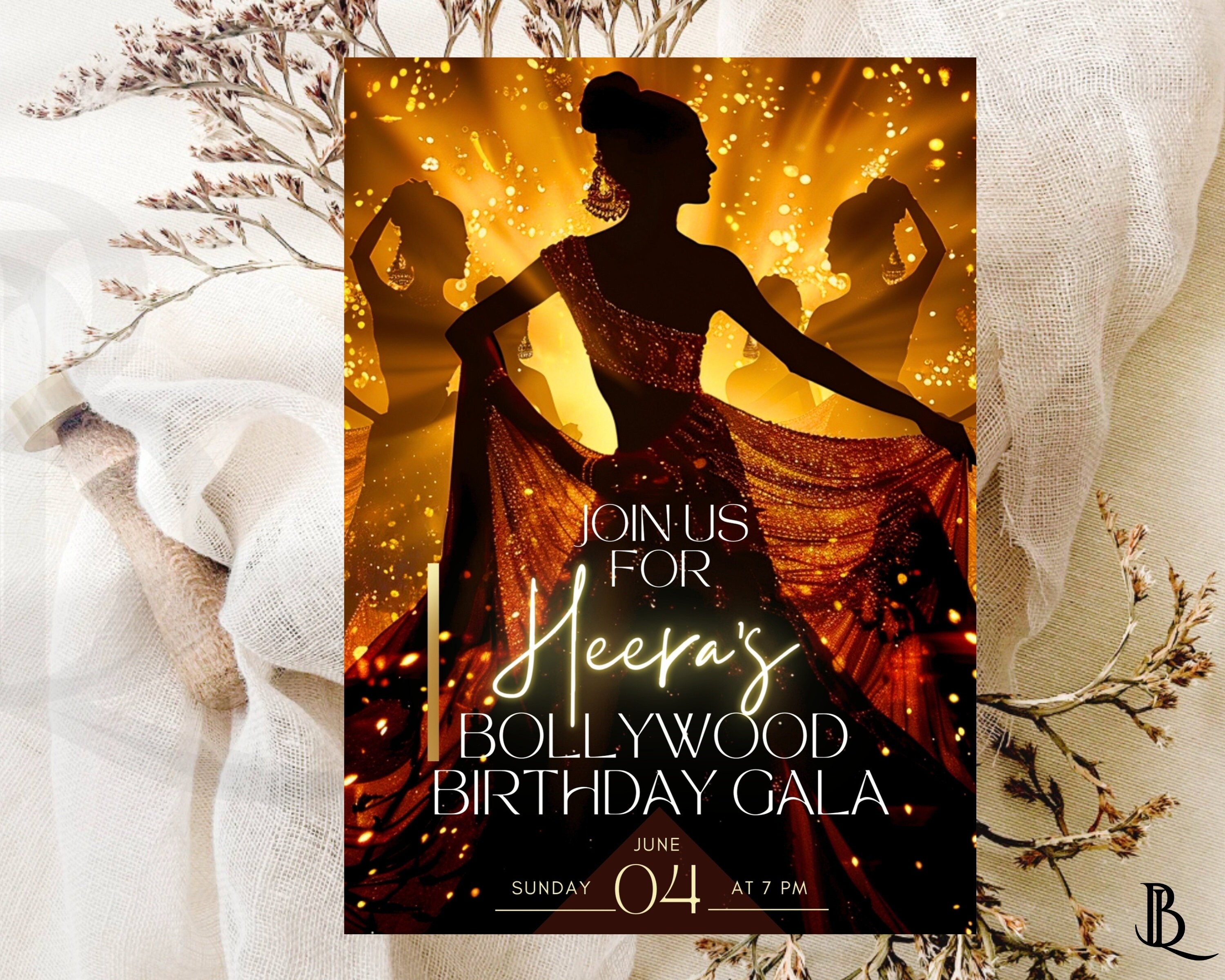 Bollywood Birthday Invite Card | Bollywood Theme Birthday Invite ...