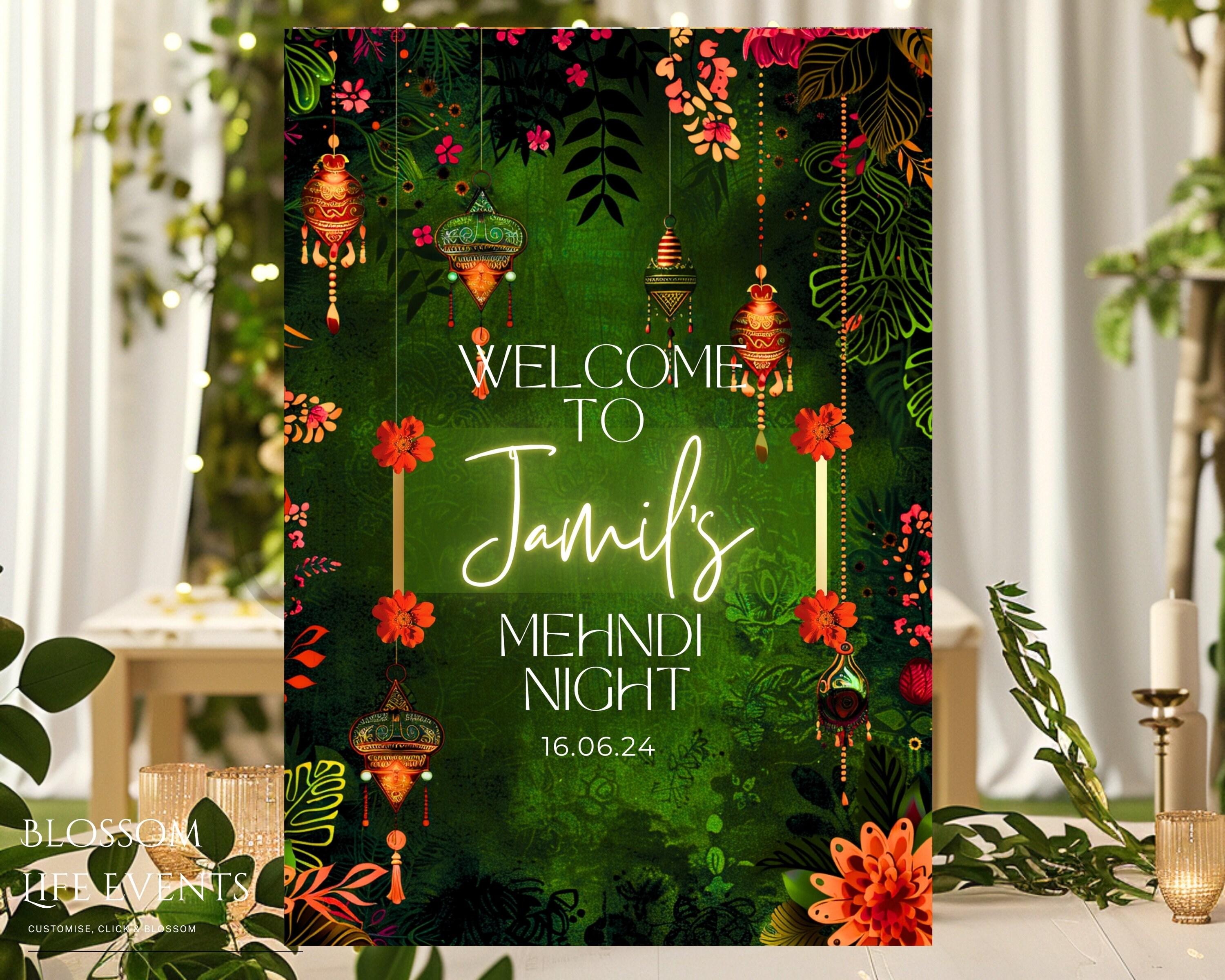 Elegant Mehendi Night Sign for Groom Mehndi Ki Raat Sign for Henna ...