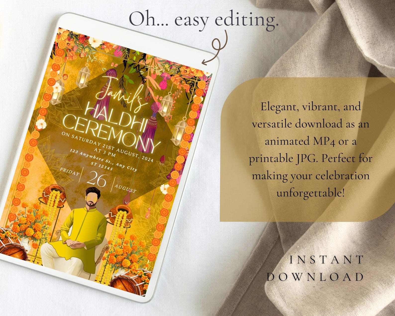 Haldi Invite for Groom | Haldhi Party Sign | Haldi Invitation Template ...